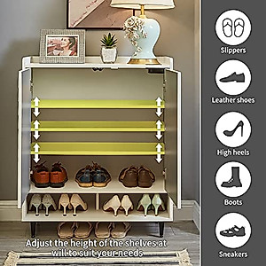 OLD CAPTAIN Shoes Cabinet,5-Tier Modern Entryway Organizer Cabinet with Door,Deodorisation and Automatic Lighting (Grey)
