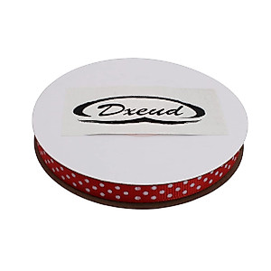 DXEUD Polka Dot Grosgrain Ribbon 25 Yard Each Roll 100% Polyester (3/8", Red)