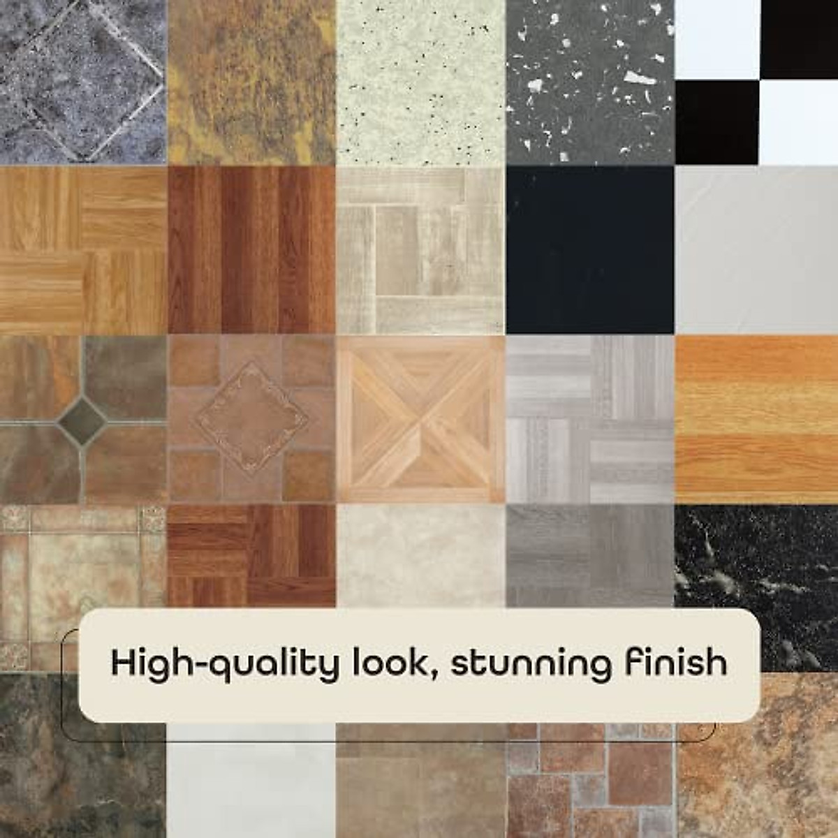 Sterling Self Adhesive 12-Inch Vinyl Floor Tiles, 20 Tiles - 12" x 12", Black and White Pattern - Peel & Stick, DIY Flooring for Kitchen, Dining Room, Bedrooms & Bathrooms by Achim Home Decor