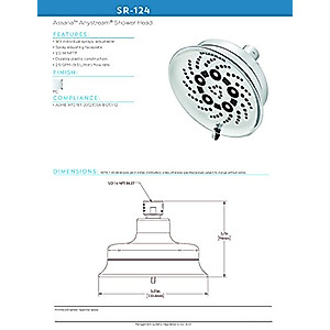 Speakman SR-124 Assana Anystream Multi-Function Shower Head, Polished Chrome