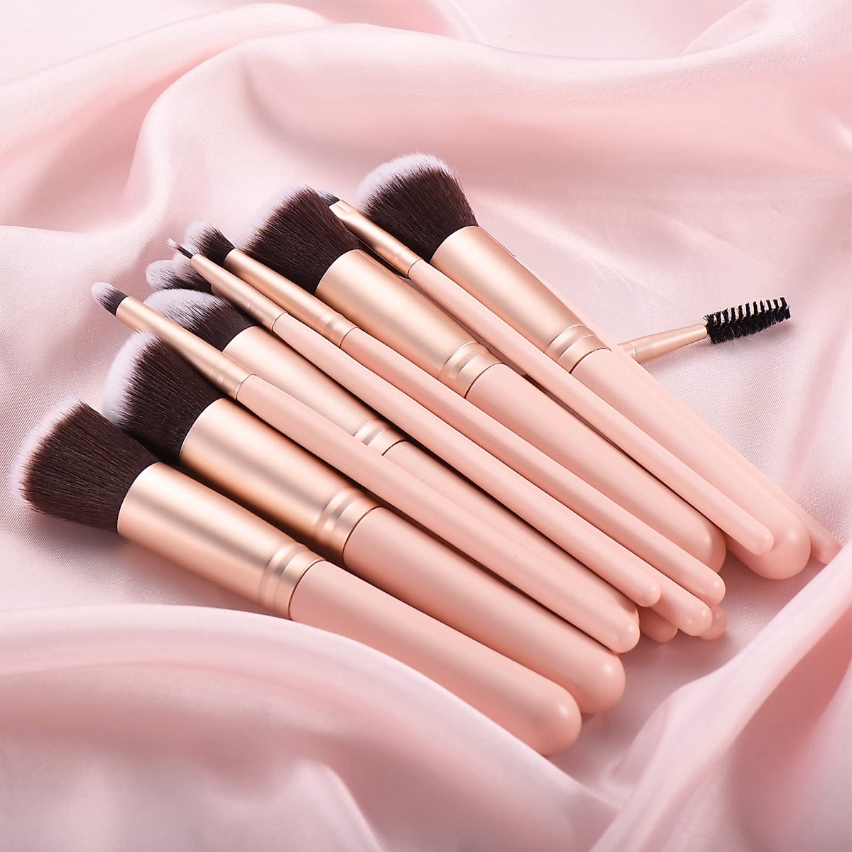 YJ-Anyue Makeup Brushes Pink wooden Makeup Brushes Set Premium Synthetic Foundation Brushes Blending Face Powder Eye Shadow Concealer Make Up Brushes Tool (14PCS Pink)