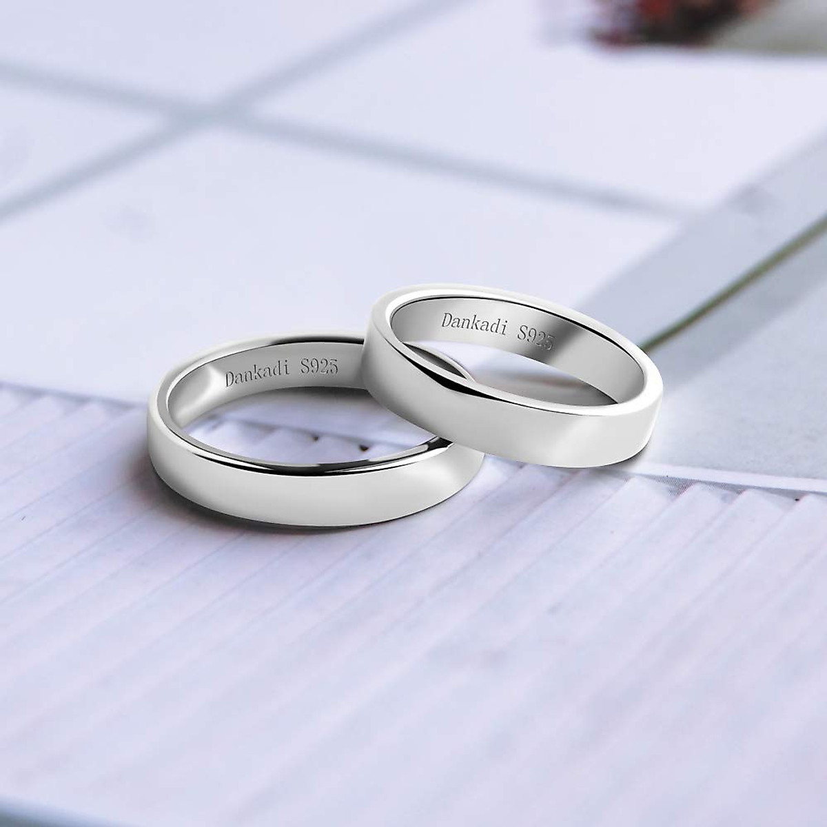 Dankadi Men & Women Fashion 925 Sterling Silver Ring Smooth Plain Dome Comfort Solid Silver Ring Wedding Engagement 3.5 mm Ring 12# (classic style, 12)