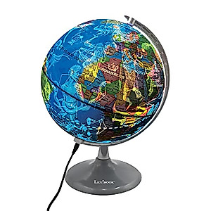 Lexibook Luminous Globe Planetarium, STEM, 2-in-1 Globe During The Day, Constellation map at Night, Blue/Black, NLJ185EN