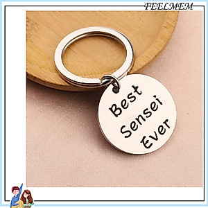 FEELMEM Karate Instructor Sensei Gift Best Sensei Ever Keychain Martial Arts Jewelry Taekwondo Jiu Jitsu Coach Gift