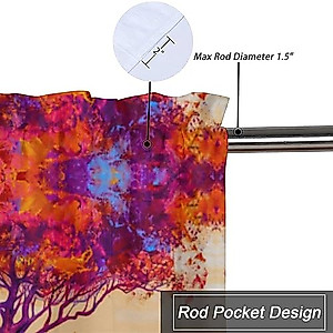 Brebasf Oil Painting Style Tree Valances for Kitchen,Abstract Watercolor Autumn Forest Tree Falling Leaves Valances Rod Pocket Window Treatment for Bathroom Living Room Bedroom 54x18inch,1Pcs