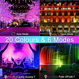 Smart Outdoor LED Flood Light,RGBW Landscape Light Stage Light Controled by APP/Alexa/Google Home,5000K 200W Equivalent IP66 Waterproof Timing Dimmable,Suit for Garden Party Halloween,2 Pack