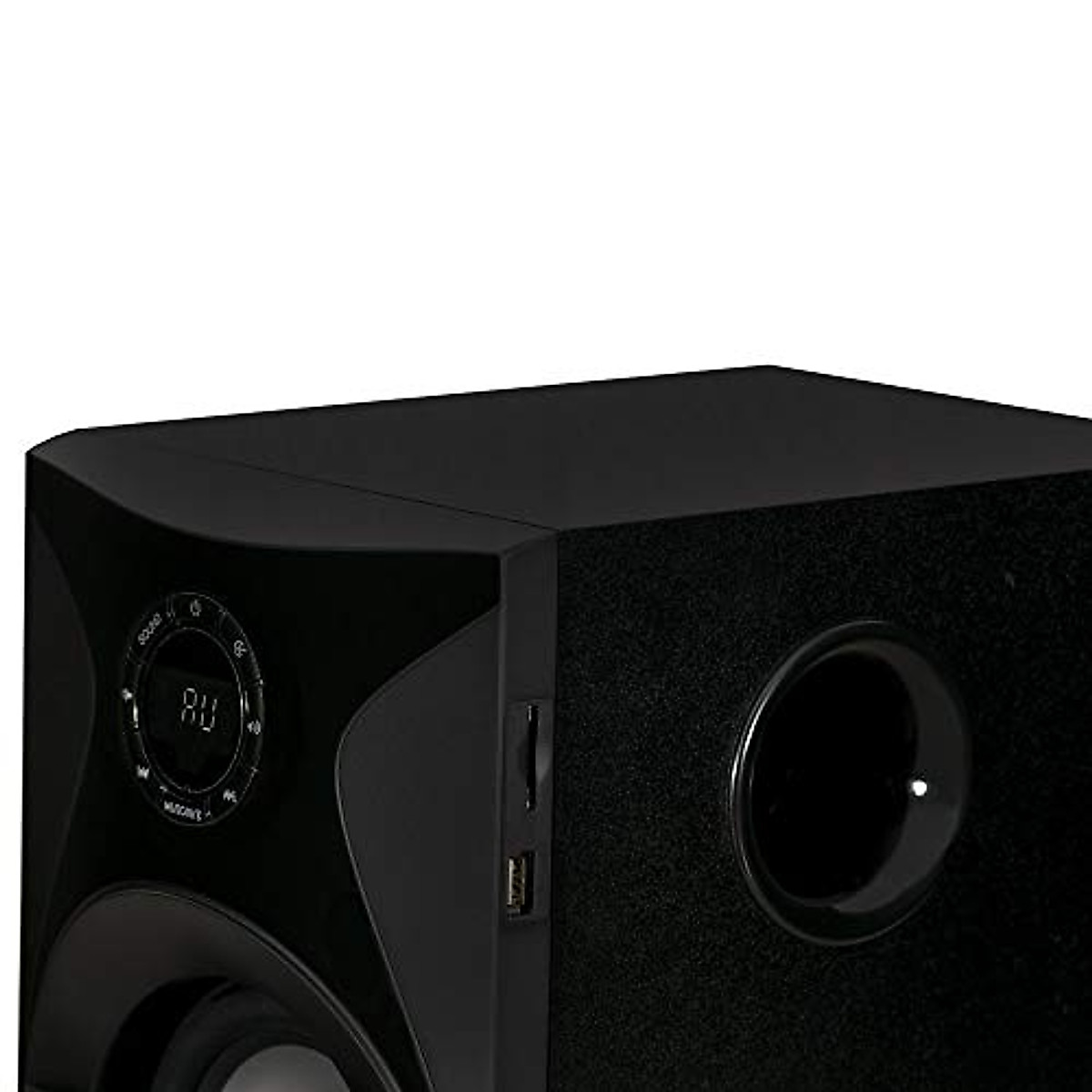 Acoustic Audio by Goldwood Bluetooth 5.1 Surround Sound System with LED Light Display, FM Tuner, USB and SD Card Inputs - 6-Piece Home Theater Speaker Set, Includes Remote Control - AA5400 Black
