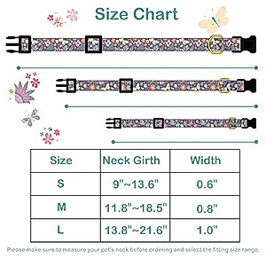 Faygarsle Cotton Designer Dogs Collar Cute Flower Dog Collars for Girl Female Small Medium Large Dogs with Purple Flower Charms S