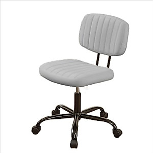Armless Desk Chair - Small Home Office Chair with Wheels, PU Leather Low Back Chair with Lumbar Support, Ergonomic Computer Chair Armrest, Height Adjustable Swivel Task Chair for Women Adults
