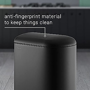 happimess HPM1009B Roland Mini 2.6-Gallon Step-Open Trash Can with Soft-Close Lid, Modern, Minimalistic, Fingerprint Proof for Home, Kitchen, Laundry Room, Office, Bedroom, Bathroom, Black