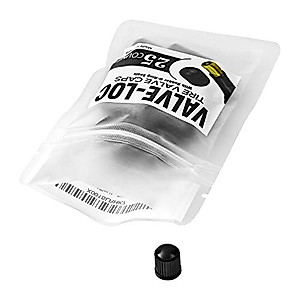 Valve-Loc Tire Valve Caps (25-Pack) Black, Universal Stem Covers for Cars, SUVs, Bike and Bicycle, Trucks, Motorcycles | Heavy-Duty, Airtight Seal | Screw-On, Easy-Grip Use (Black)