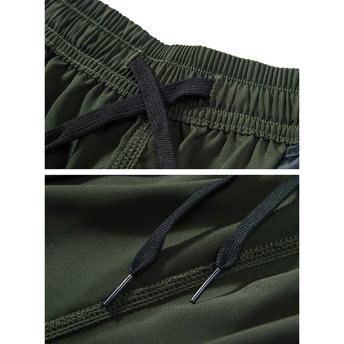 TACVASEN Mens Running Shorts Stretch Drawstring Quick Dry Shorts Workout Gym Summer Shorts with Zipper Pockets Green,33