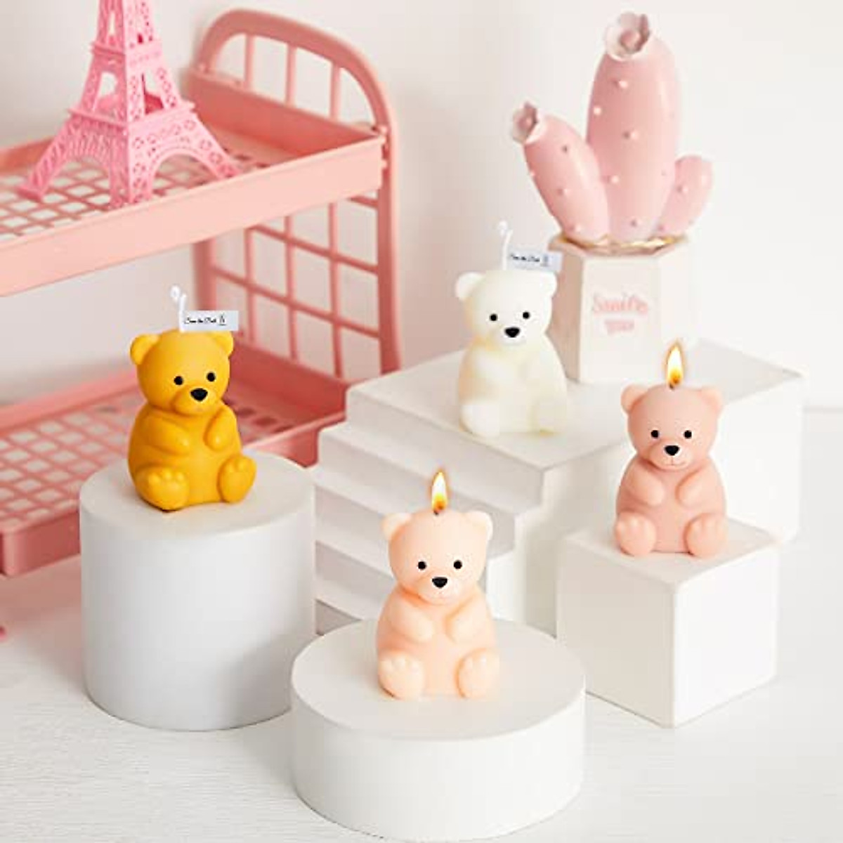 4 Pcs Bear Scented Candle Soy Wax Cute Baby Shower Candles Bear Candle Handmade Decorative Aesthetic Candles for Home Bedroom Bathroom Wedding Gift Baby Shower Favor Birthday Supplies, 4 Colors