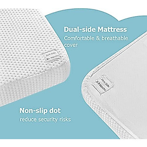 UBBCARE Waterproof Pack and Play Mattress, Portable Crib Mattress for Babies and Toddlers, Memory Foam 38 X 26 X 3 Inches Dual Sided Mattress, Washable Cover & Storage Bag