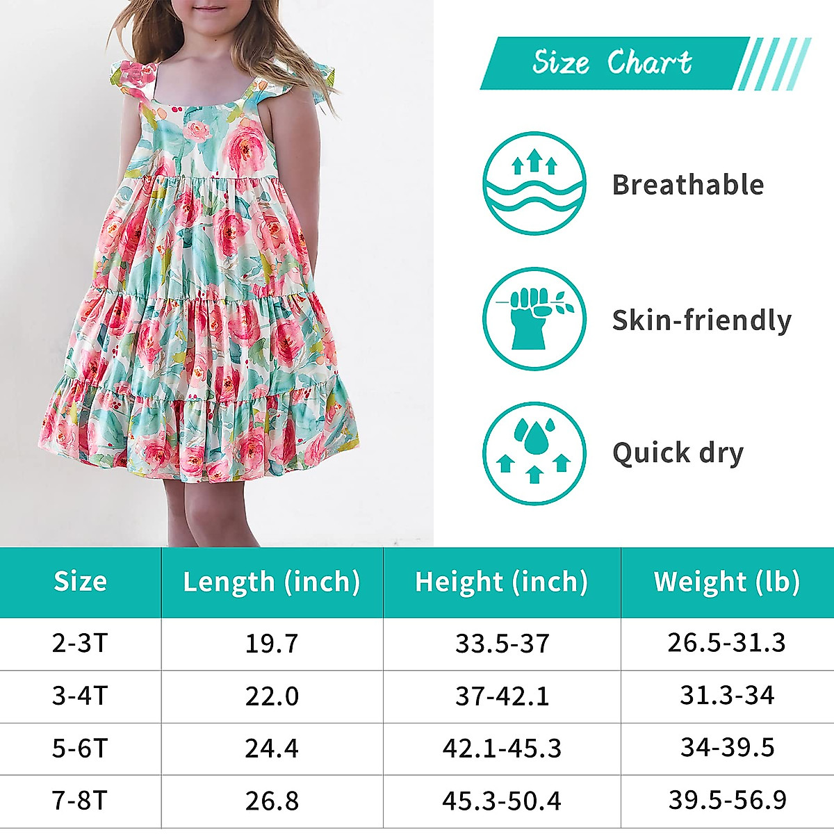 Girl Floral Dresses Size 6 Little Girls Dress Size 5 Pink Casual Sundresses 5T A-Line Knee-Length Pleated Frocks