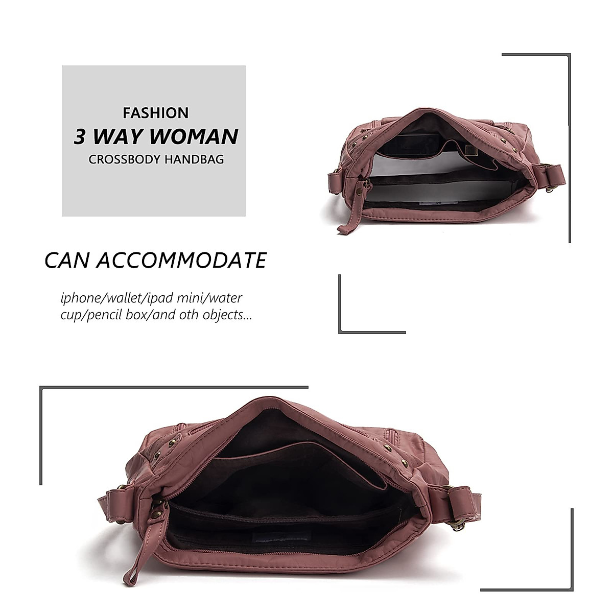 cross body bag purses for women Mini Shoulder Purses and Handbags Medium, Fashion Ladies PU Washed Leather Samll Black Purses