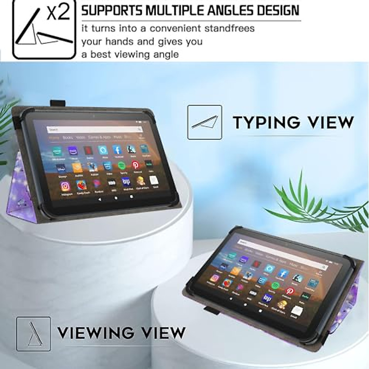 Pudiceva Universal Case for 7.5-9.0 inch Tablet,Slim Folio Protective Cover for 7.9" 8.0" 8.4" 8.7" and All 7.5"-9.0" Touchscreen Tablet Cover with Adjustable Fixing Band,Butterfly 01