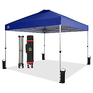 CROWN SHADES Canopy Tent 10x10 Pop Up Canopy Outdoor Shade, Easy Up Sun Shelter with One Person Set Up Center Lock, Portable Instant Tailgate Camping Beach Canopy Tents for Parties, Navy Blue