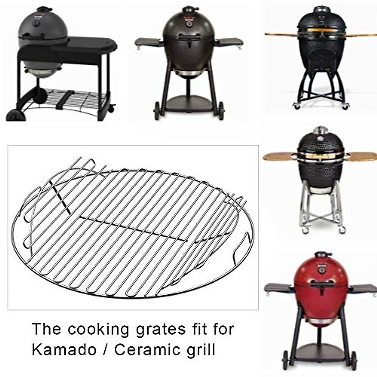 SELEWARE 21.5'' SUS304 Stainless Steel Hinged Cooking Grate, Barbecue Grill Care Fits for Most 22 Inch Charcoal Kettle Grills Like Webe Char-Broil and Other Grills