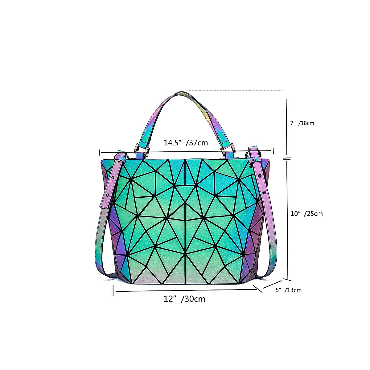 FZChenrry Luminous Geometric Backpacks Women Holographic Reflective Bags Handbags Holographic Reflective Bags Iridescent Backpack
