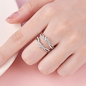 SHELOVES Infinity Women Wedding Ring Guard Enhancer Adjustable Band AAAAA White CZ 925 Sterling Silver Sz 7