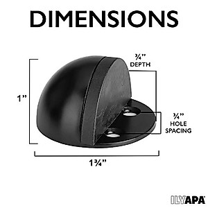Ilyapa Contemporary Half Dome Heavy Duty Floor Mounted Door Stop with Rubber Bumper, Half Dome Door Stop - Matte Black 5 Pack Floor Mounted Door Stops, Half Dome Floor Stopper