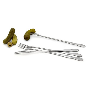 Pickle Forks Olive Fork pickle grabber,pickle picker for the jar,Cocktail Forks,Set of 4,long handle 7.8in