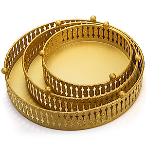 Goaste 3 Pack Cake Stand Set, Round Metal Cake Stands, Dessert Cupcake Pastry Candy Display Plate for Wedding, Birthday, Party, Event, Anniversary, Table Decoration, Gold, 8"/10"/12"