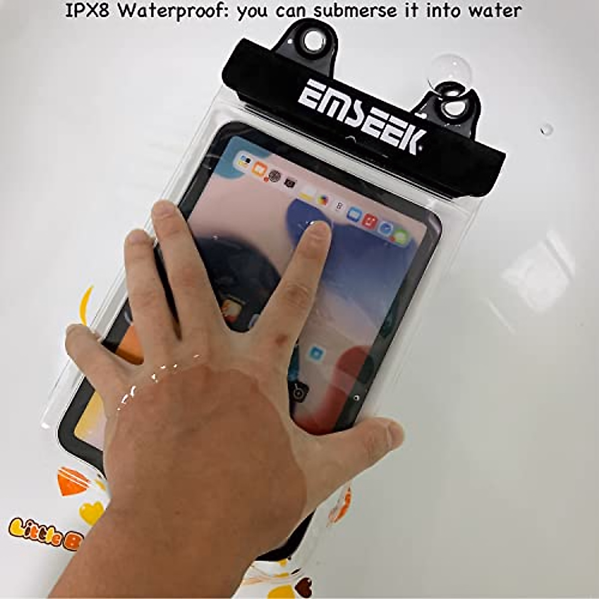 EMSEEK Waterproof Ebook Reader Case Waterproof Tablet Cover Dry eReader Bag Waterproof Holder Pouch for Amazon Kindle Paperwhite Oasis Fire 7 IPAD Mini Passport Wallet Key Fob Money Phone(Blue)