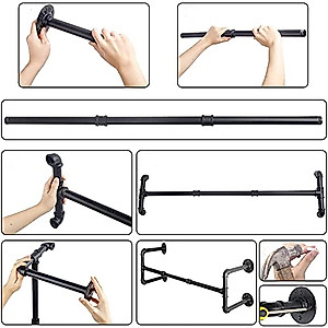 Industrial Pipe Hanging Racks for Clothes 42" Wall Mounted Clothes Hanging Bar Rack Cast Iron Pipe Garment Bar Multi-Purpose Space-Saving Easy Assembly for Small Space with Vintage and Modern Vibe