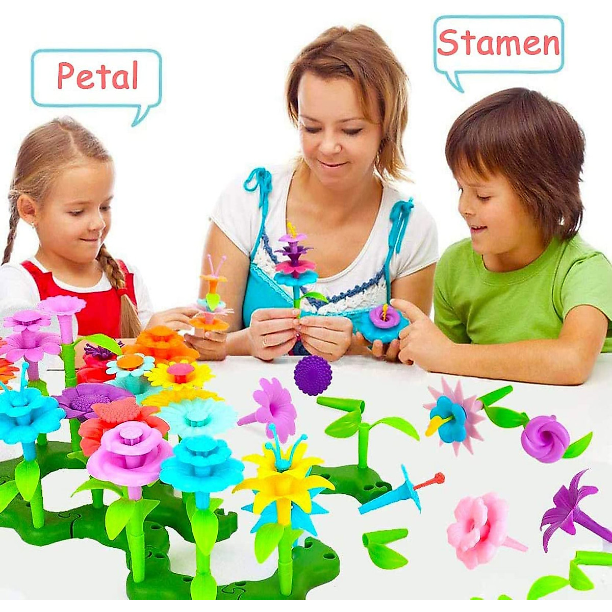 COSILY Flower Toys for Toddler 3 4 5 6 7 Years Old Girls Boys,Flower Garden Building Toy STEM Educational Activity Preschool Toys for Kids Age 3-6 (98 PCS)