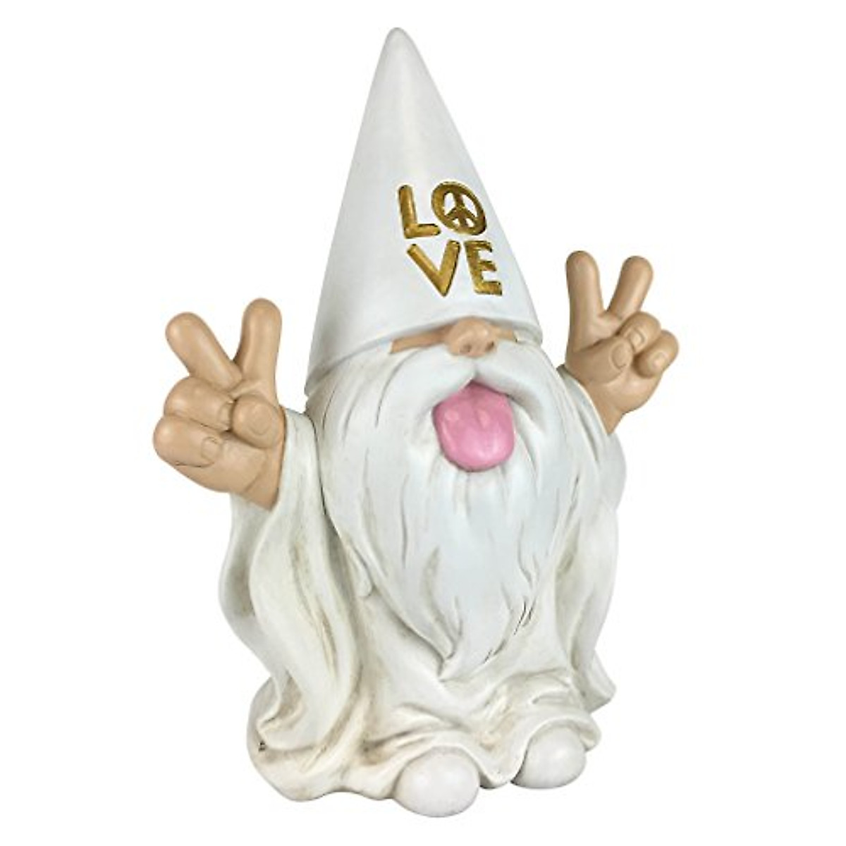 GlitZGlam Rocker Gnome – “George” – Peace and Love - This Gnome Brings Peace and Love to All and Your Fairy Garden and Gnome Garden 10 Inches Tall Garden Gnome Figurine