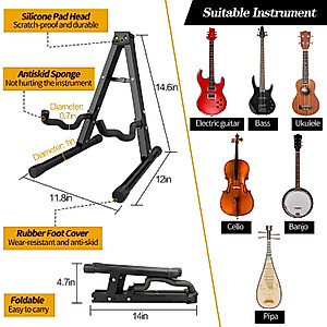 Sheet Music Stand with Guitar Stand, Guitar Gig Bag, Guitar Strap and Music Sheet Clip Holder, for Acoustic Classical Guitar, Bass(5pcs Kit)