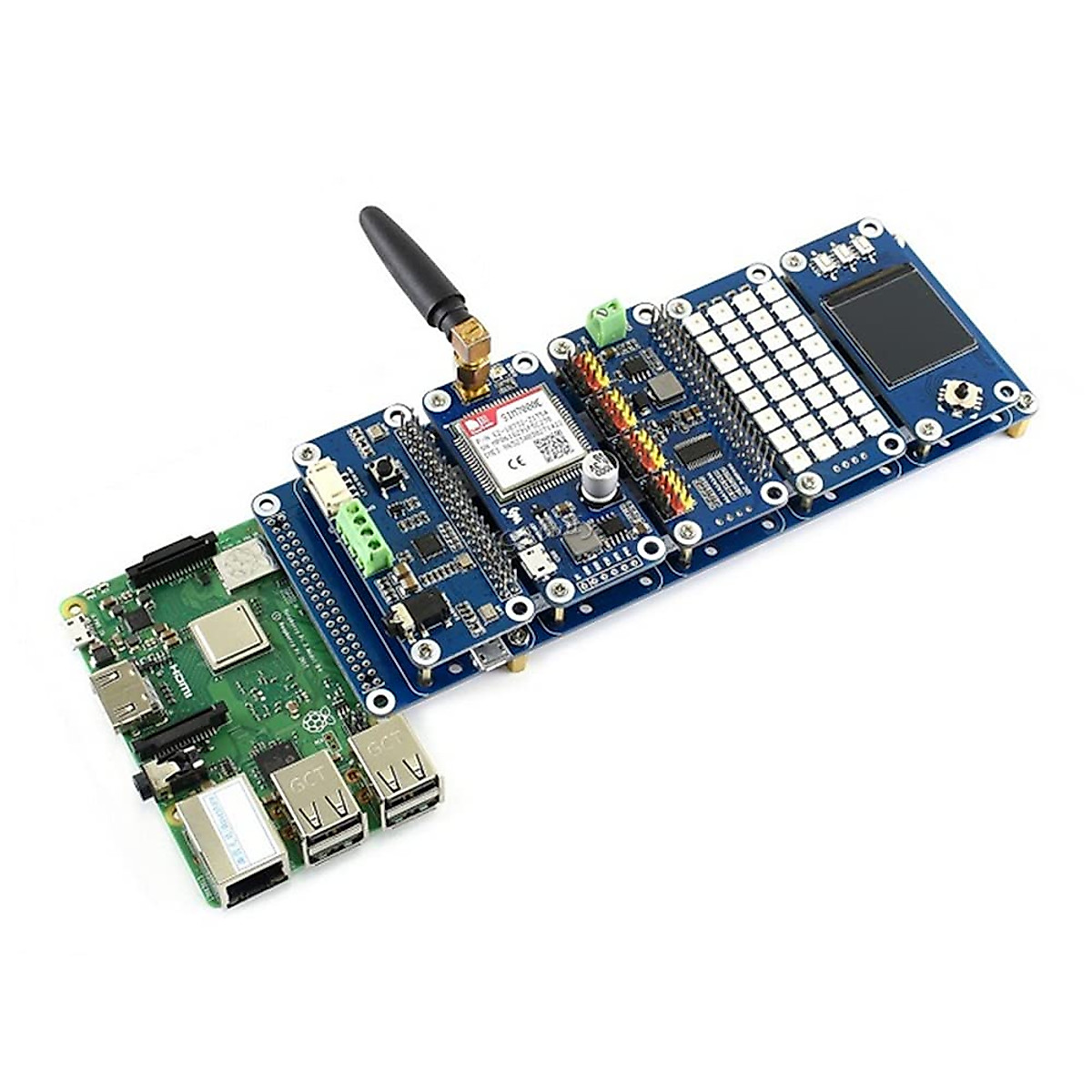 XYGStudy Stack HAT I/O Expansion Connector for Raspberry Pi, 5 Sets of 2x20 Pinheaders, Directly Pluggable, USB Power Port