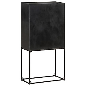 WEMYUFURN Sideboard Black 23.6"x11.8"x47.2" Solid Acacia and Mango Wood, Buffet Cabinet, Storage Sideboard,Coffee Bar Cabinet, Kitchen Buffet Storage Cabinet for Dinning Room, Kitchen and Living Room