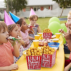Tebery 30 Pack Reusable Movie Night Popcorn Boxes for Party, Plastic Open-Top Popcorn Containers Bucket, Carnival Circus Party Popcorn Bowl - 3.75" Tall x 3.75" Square