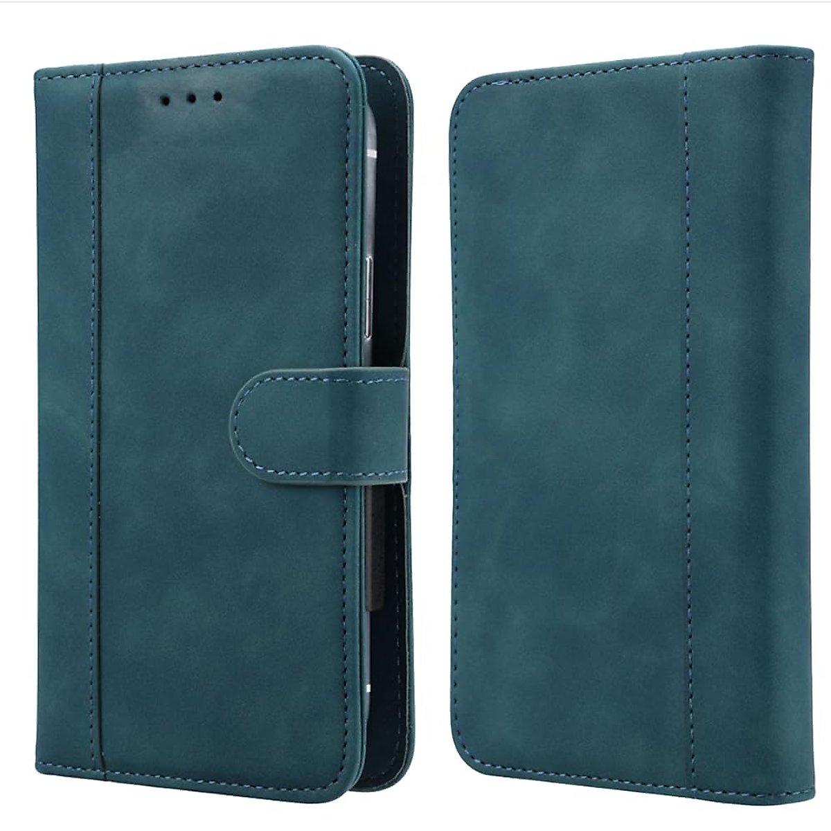Ranyi for IRIS Connect Case, IRIS Connect Phone Case, Universal Leather Wallet Case with Credit Card Holder Movable Clip Magnetic Flip Wallet Case for Consumer Cellular IRIS Connect 6.5" 2023 -blue