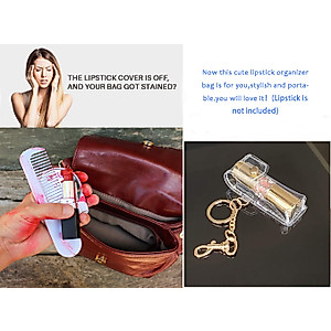 EDOBLUE Chapstick Keychain Holder, Clear Fashion Lipstick Case Holder Lip Balm Holder with Key Chain, Portable, Gift for Women Girls(1 pack)