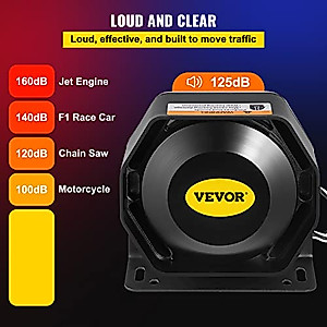 Mophorn 200W Car Warning Alarm Vehicle 7 Sound Loud Warning Alarm Kit MIC System Emergency Fire Siren PA Speaker