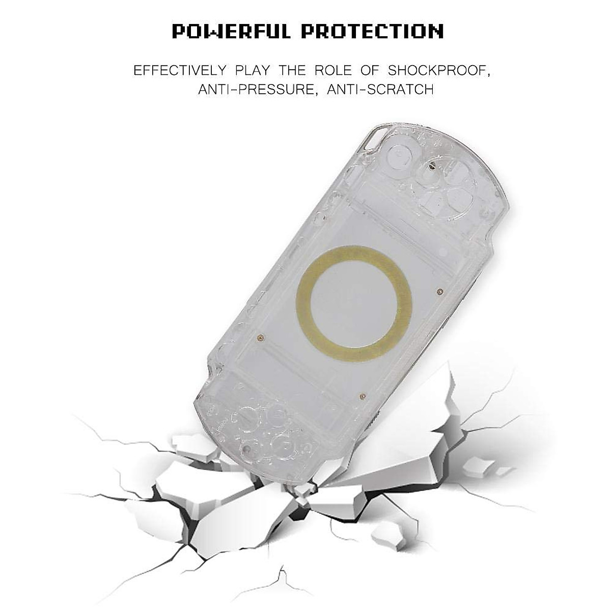 Socobeta Game Console Shell Replacement Game Console Housing Set with Buttons Kit Compatible with PSP 1000(Clear)