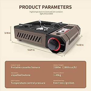 Runnatal Portable Camping Stove, 3300W High Power Butane Stove, Windproof Camping Stove, High Temperature Resistance, Perfect for Camping, Hiking and Emergency