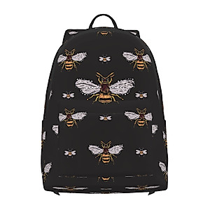 Delerain 16 Inch Backpack Funny Honey Bee Laptop Backpack School Bookbag Shoulder Bag for Travel Daypack