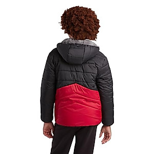 Eddie Bauer Boys' Reversible Jacket - Waterproof Lightweight Fleece Lined Hooded Puffer Coat - Boys Outerwear Jacket (5-20), Size 7-8, Chili Pepper