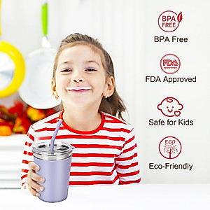 Rommeka Kids Straw Cups, 6 Pack 12oz Sippy Cup With Silicone Sleeve Spill Proof, Stainless Steel Cups with Lids and Straws for Kids Girls Boys and Adults