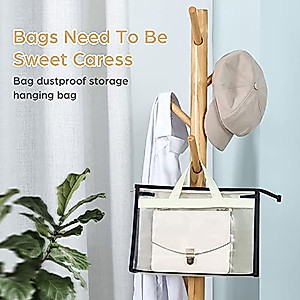 Interesse 9 Pack Dust Bags for Handbags, Clear Handbag Storage, Purse Storage Organizer for Closet, Purse Cover Hanging Closet Organizer with Zipper, Handles and Purse Hook