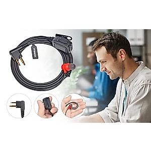 HYSHIKRA Radio Earhook Earpiece, Walkie-Talkie Headset with PTT and Mic for Motorola CP110 CP200 GP300 GP2000 CP150 CP040 Yaesu FT-4XR FT-4VR FT-65R FT-25R Handheld 2-Way Radio HT