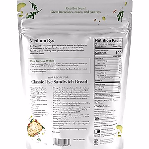 King Arthur Flour Organic Medium Rye Flour for Complex Flavorful Breads & Baked Goods, 100% Organic Non-GMO Project Verified, 3 Pounds (Pack of 1)