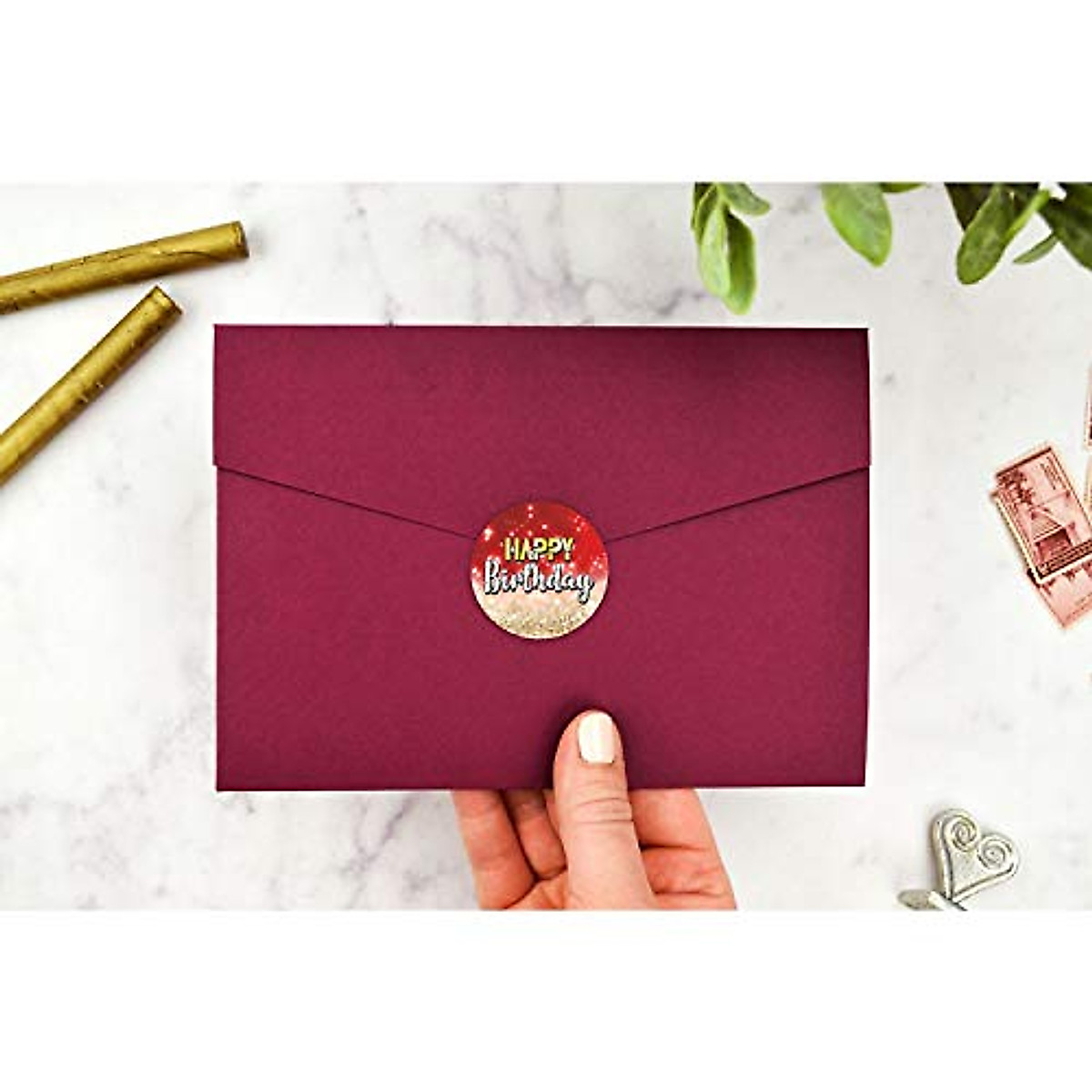 PARTH IMPEX Happy Birthday Stickers Seals Labels (Pack of 120) 2" Large Round for Gift Envelopes Cards Boxes