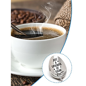 Advivio Just a Spoonful of Sugar - Funny Engraved Stainless Steel Sugar Spoon Dessert Spoon, Coffee Tea Lovers Mary Poppins Sugar Spoon for Friends Mom and Dad Birthday Valentine Christmas Gifts