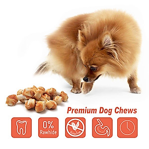 LuvChew Chicken Dog Chew Bones Medium, Rawhide Free, Grain Free, Made with Real Chicken & Wholesome Vegetables, Knotted Bones Medium 5pcs/Pack
